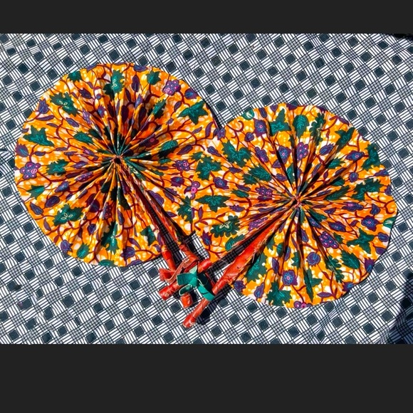 Other | Orange African Print Hand Fan | Poshmark